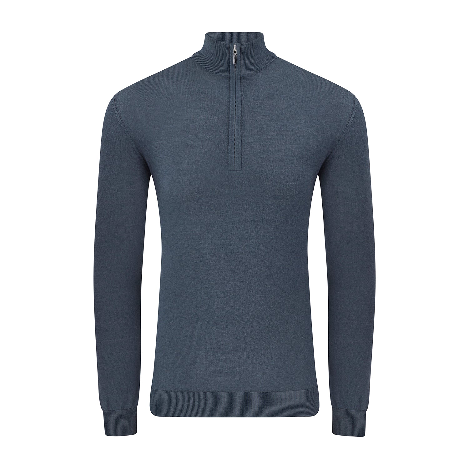 Slim Fit 'Amalfi' 1/4 Zip Pullover In Steel Grey – Malenzo
