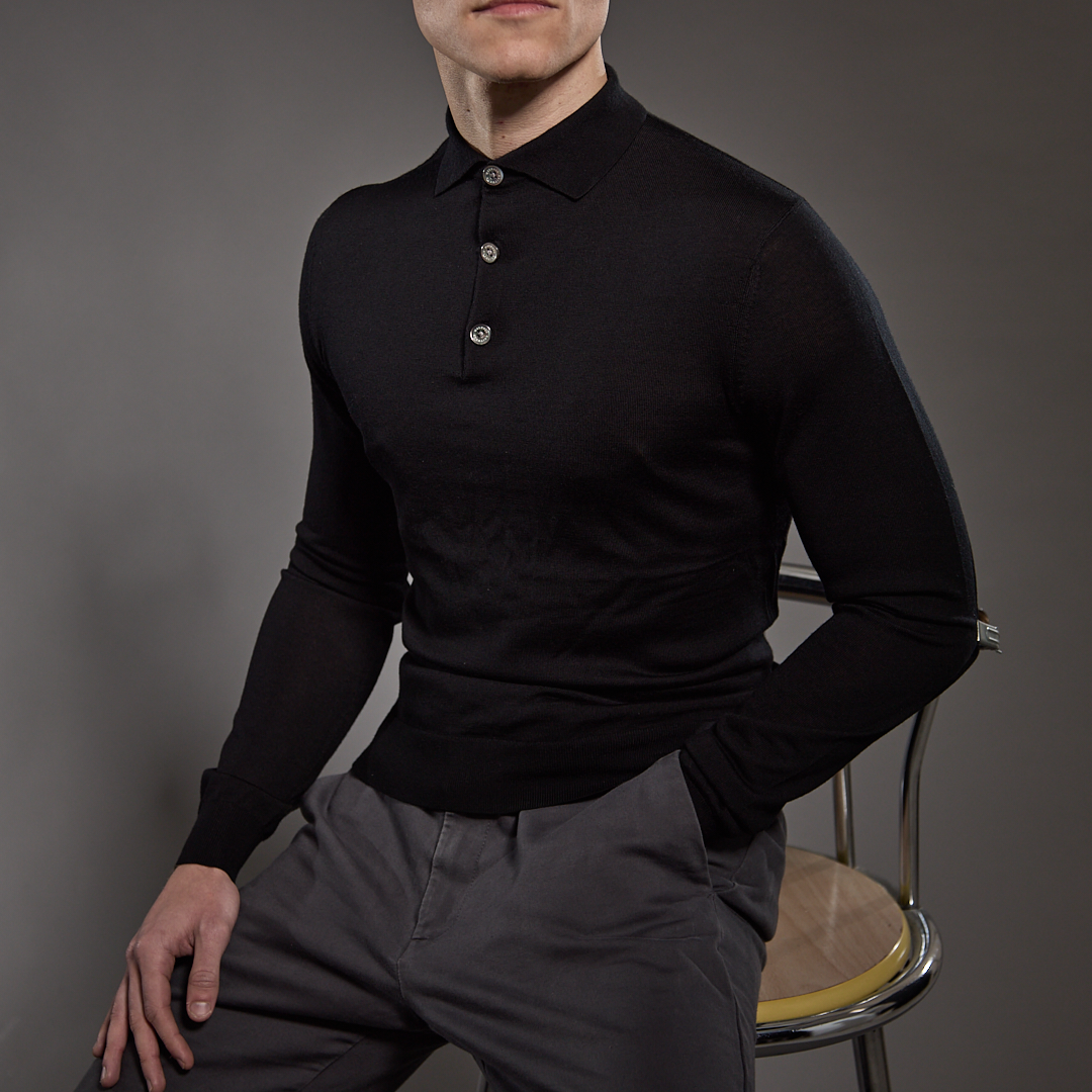 Slim Fit 'Palermo' Polo in Black – Malenzo