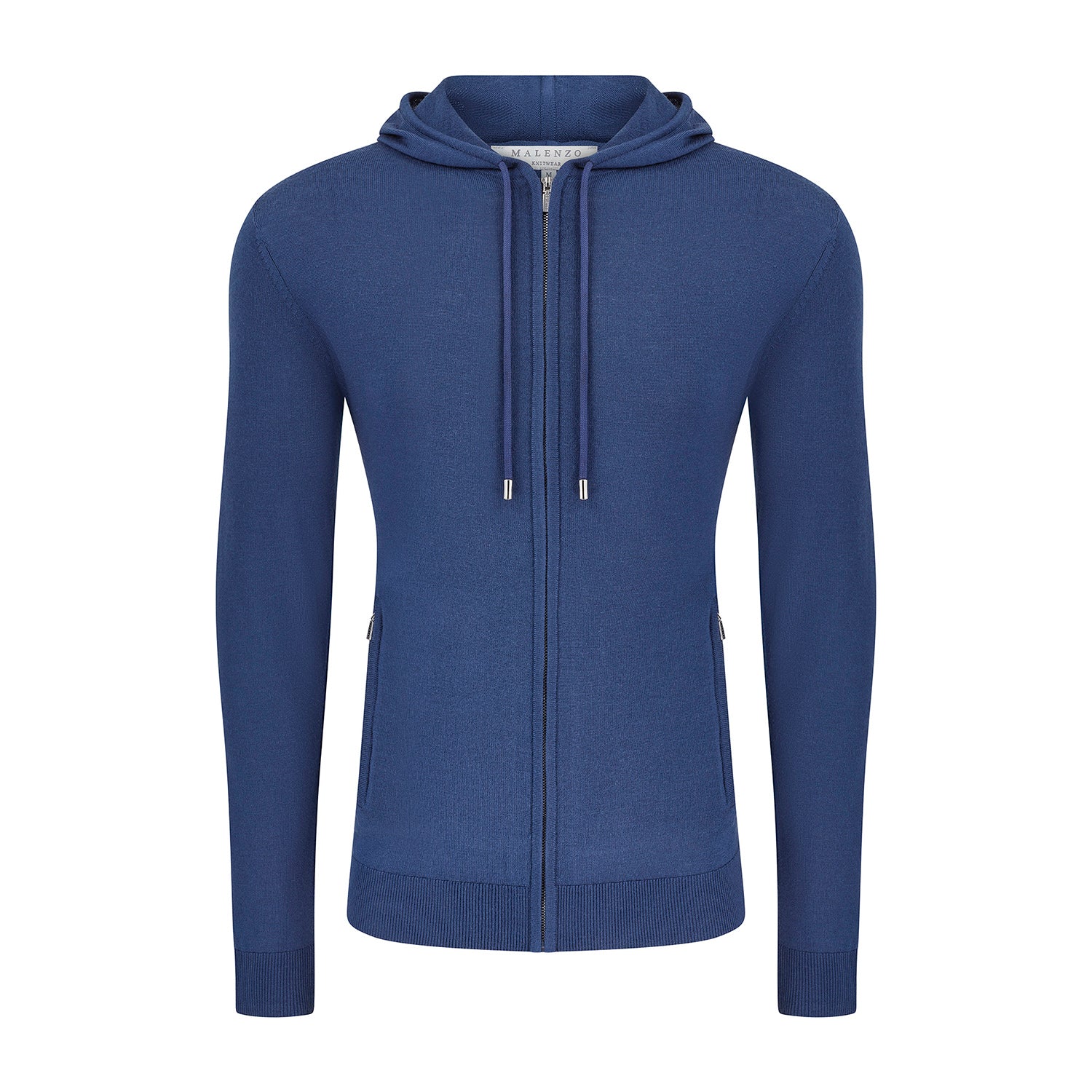 'Ravenna' Extra Fine Merino Zip Hoodie in Azure Blue – Malenzo