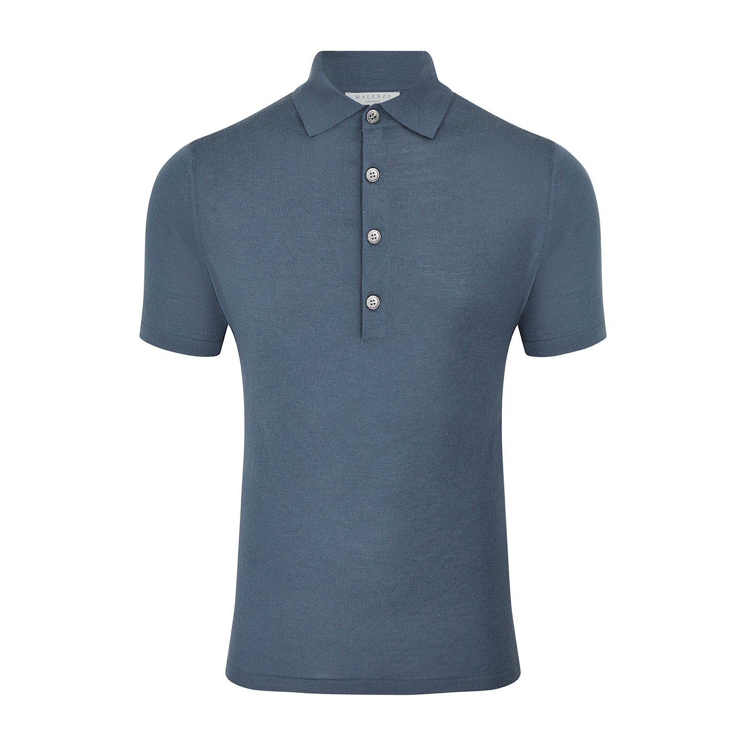 Slim Fit 'Varenna' Polo in Steel Blue – Malenzo